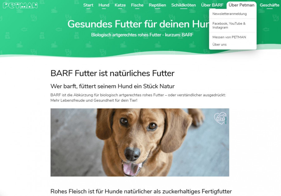 Neue Website der Marke "Petman" - pet-online